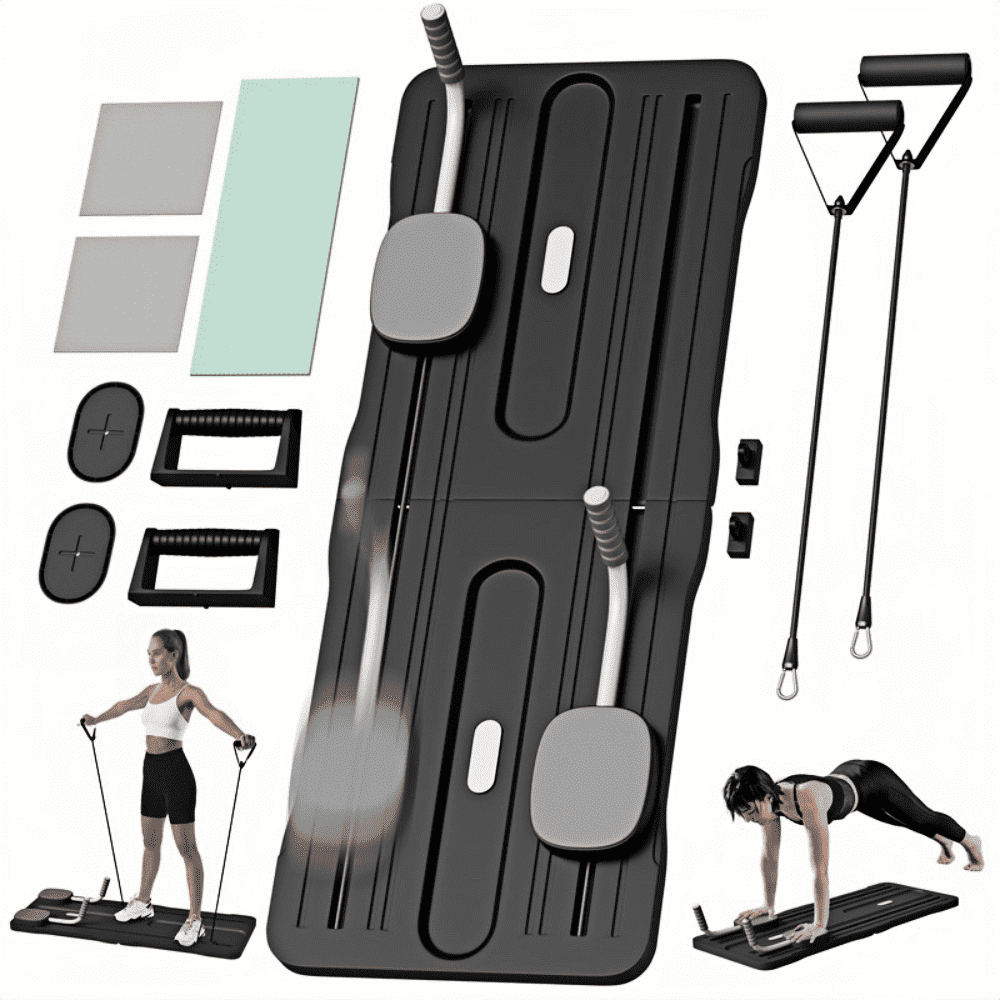 41-Inch 8-in-1 Foldable Pilates Reformer Board with Resistance Bands ...