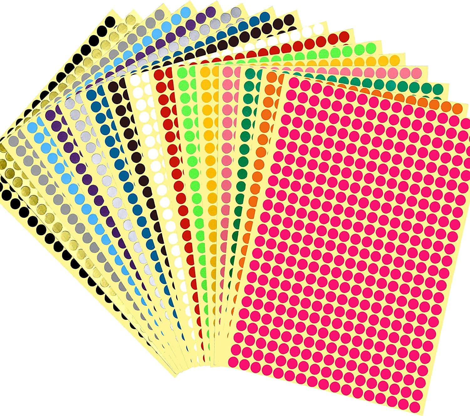 JANYUN 6528 Pieces Colored Dot Stickers, 1/4" Small Color Labels Coding ...