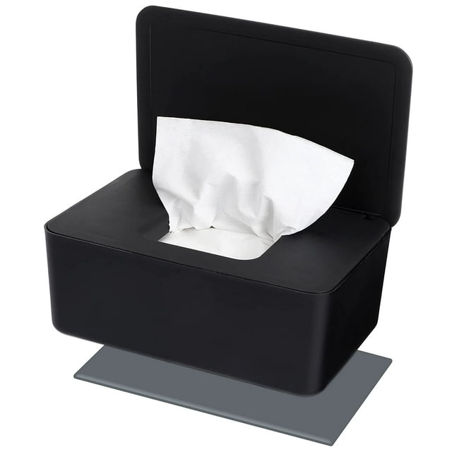 JANYUN Large Black Wipes Dispenser with Silicone Lid, Portable Baby ...