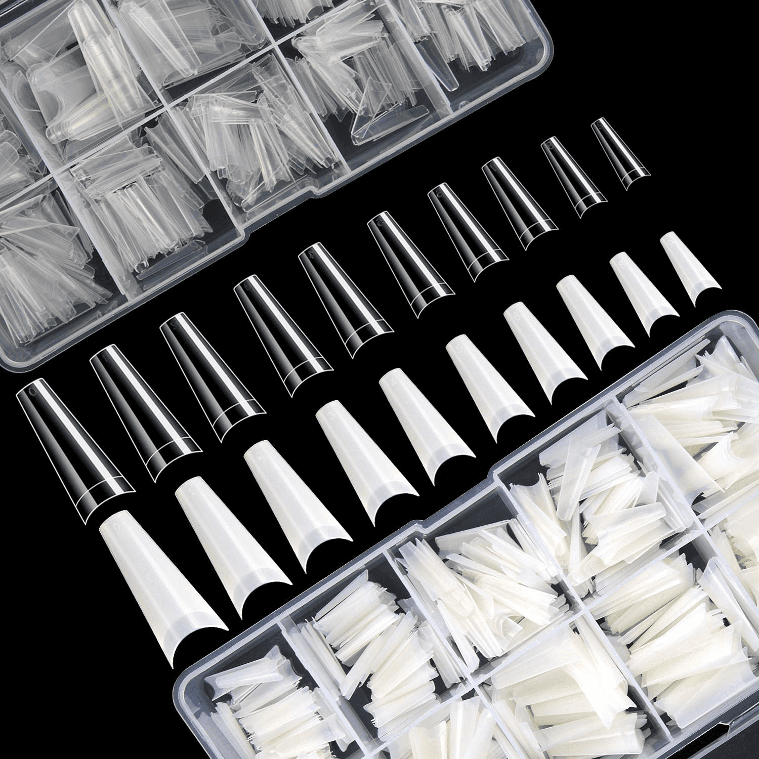 JANYUN 1000 PCS Clear Coffin Nail Tips Set, French Acrylic Nails ...