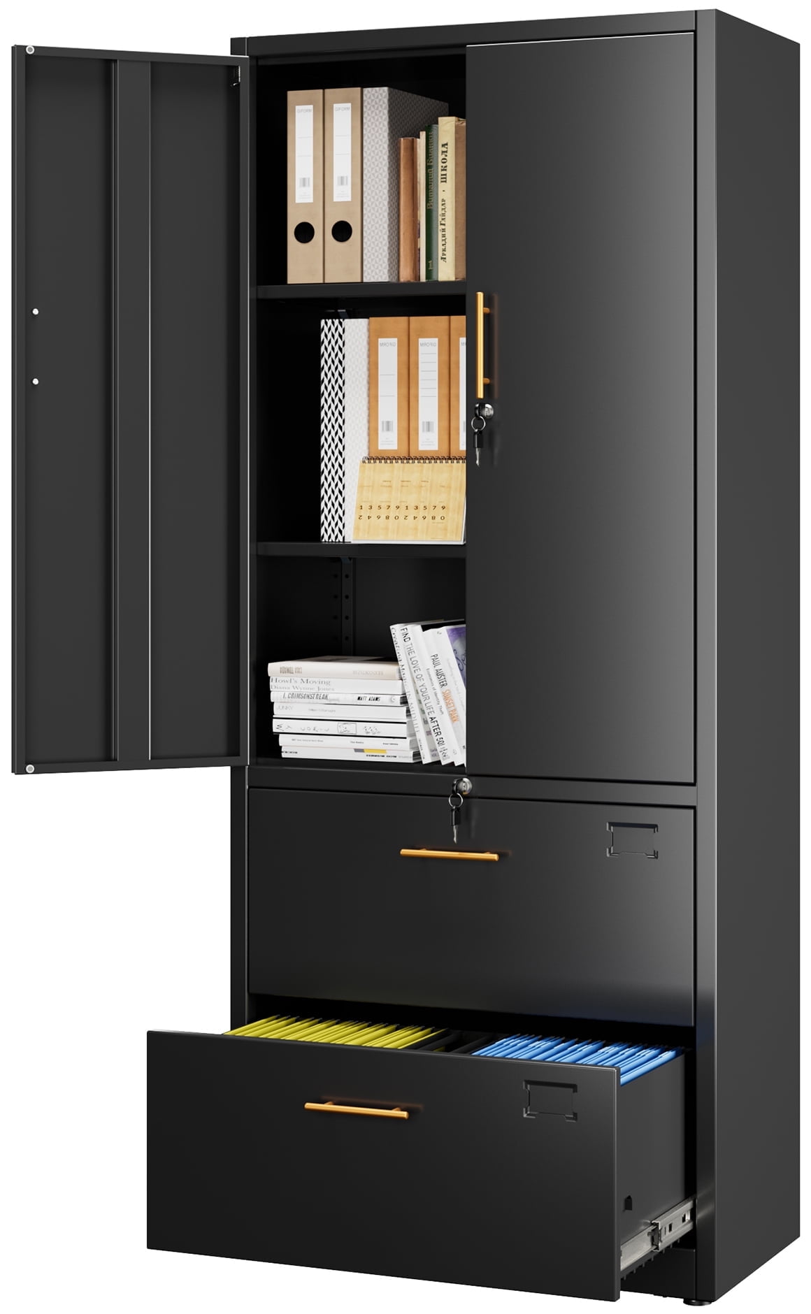 JAORD 2 Drawers Metal Lateral File Storage Cabinet with 2 Lockable ...