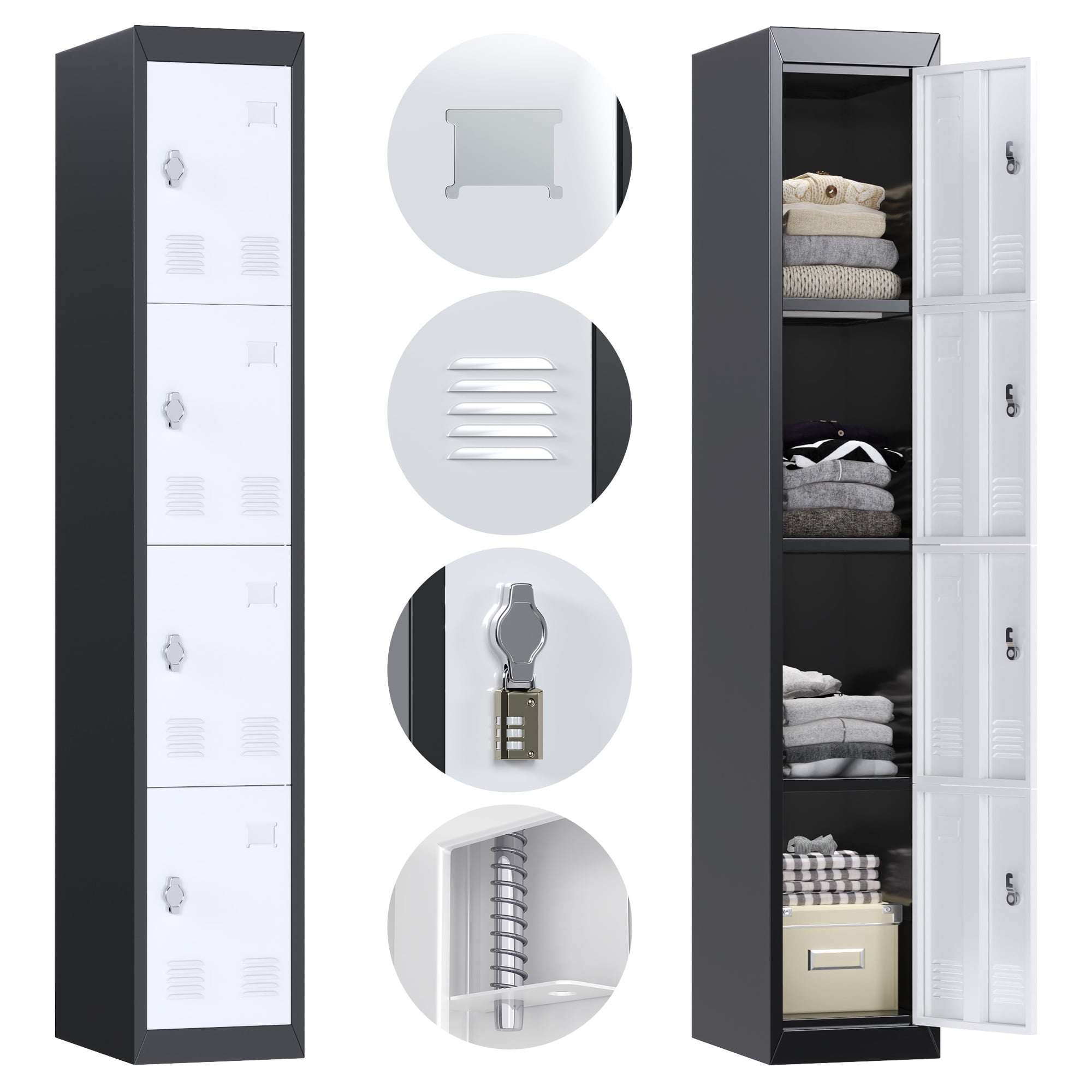 JAORD 72 '' Metal Locker with 4 Doors, Metal Storage Cabinet with ...