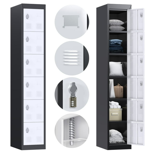 JAORD 72 '' Metal Locker with 6 Doors, Metal Storage Cabinet with ...