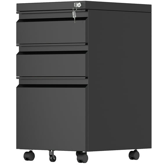 3-Drawer Mobile File Cabinets Rolling Metal Filing Cabinet for Legal ...