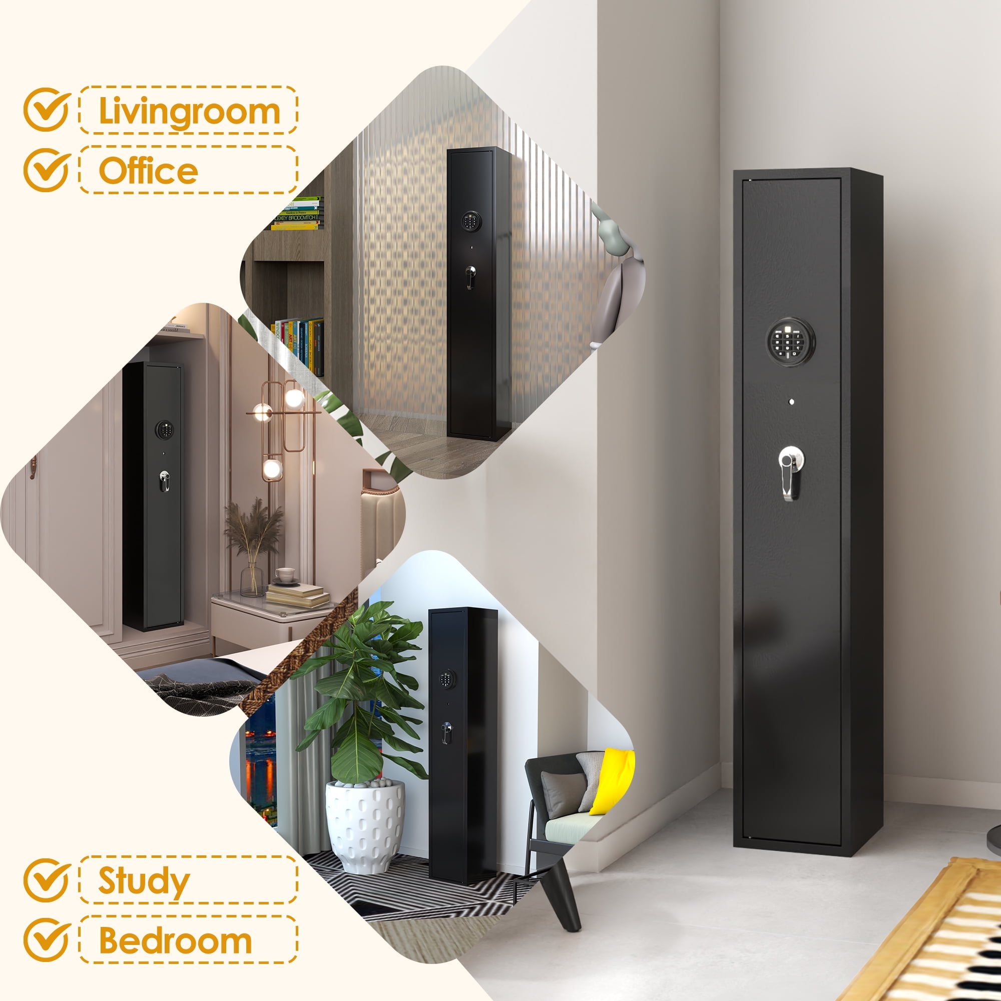 JAORD Gun Safes for Home Rifle and Pistols, Biometric Fingerprint Rifle ...