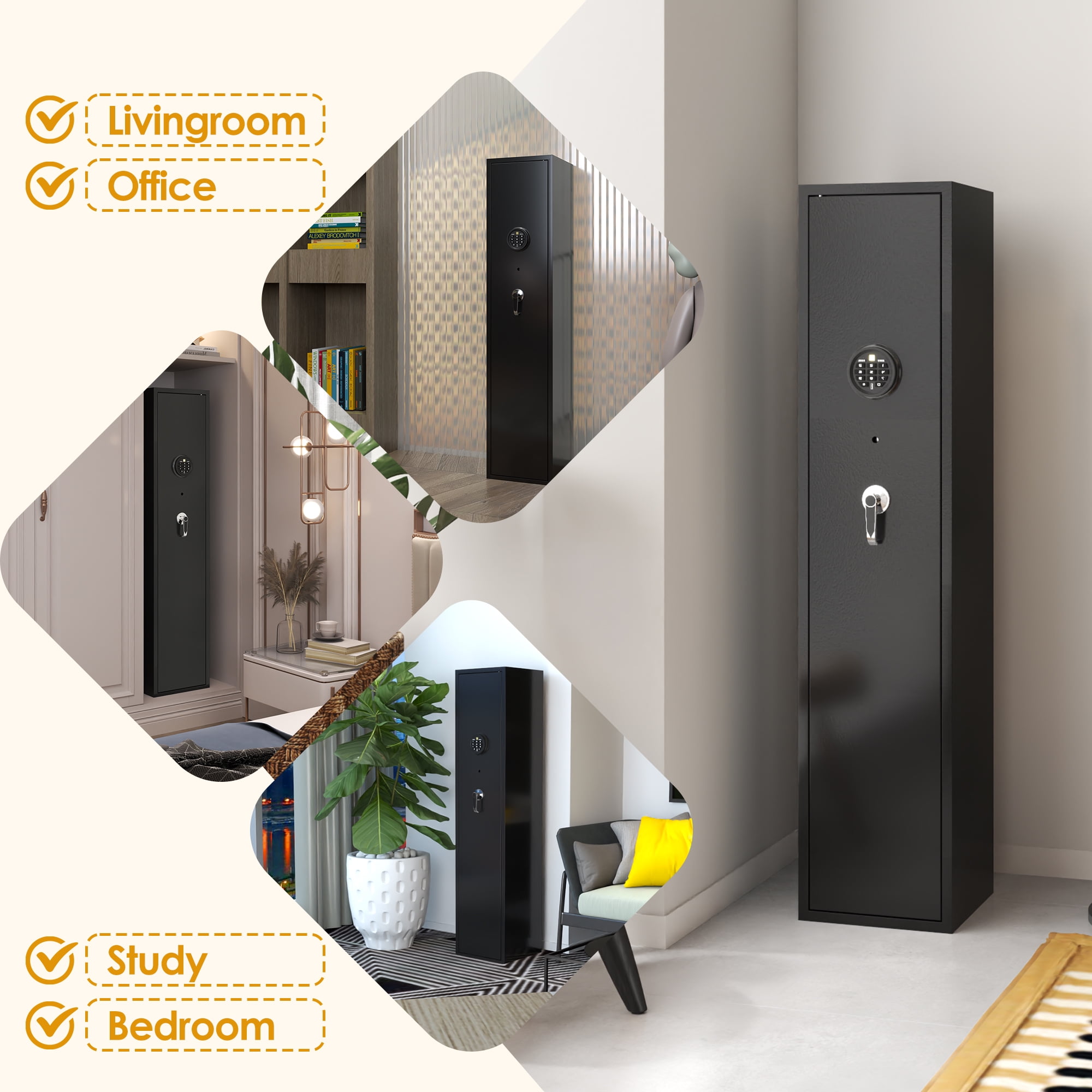 JAORD Home Rifle and Pistols Gun Safe with LED light and Alarm System ...