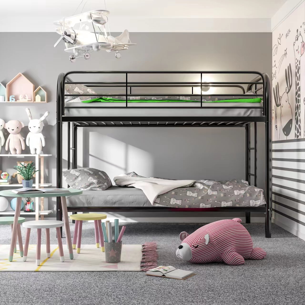 JAORD Metal Bunk Bed, Twin Over Twin Size Beds with Two Side Ladders ...