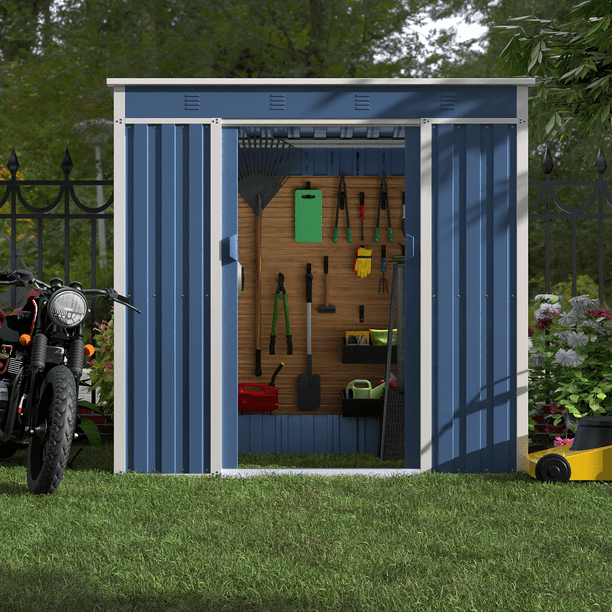 JAORD Metal Outdoor Storage Shed with Sliding Door for Garden,6.3x4.1 ...