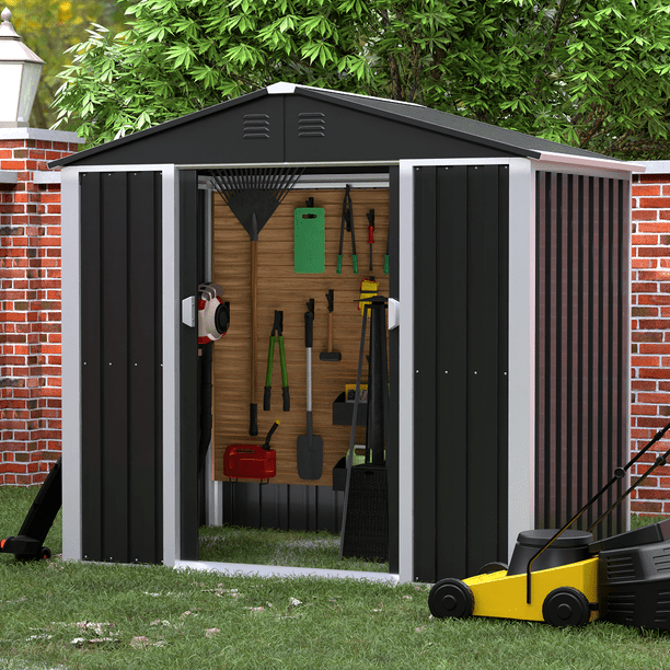 JAORD Metal Outdoor Storage Shed, Steel Utility Tool Shed Storage House ...