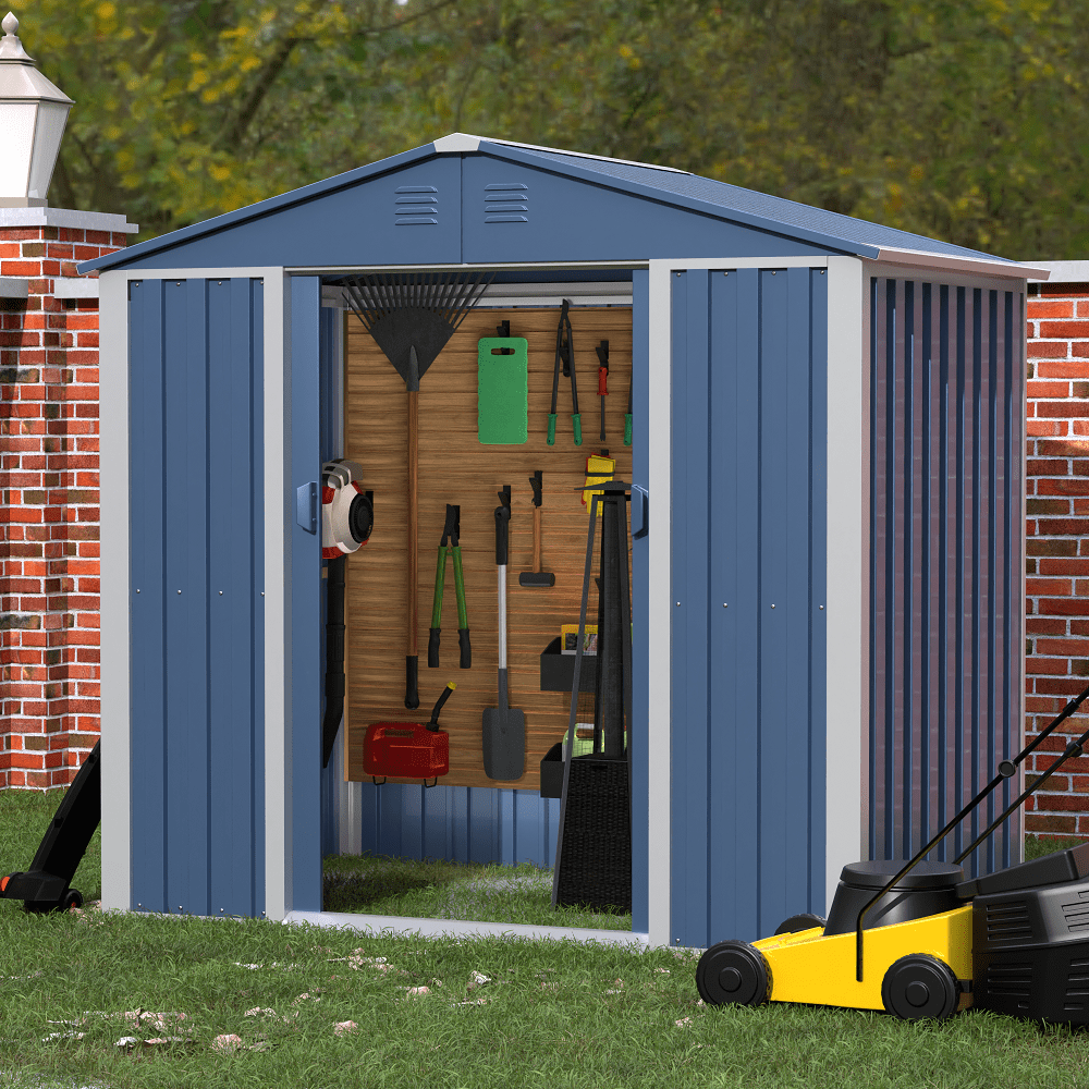 JAORD Metal Outdoor Storage Shed, Steel Utility Tool Shed Storage House ...