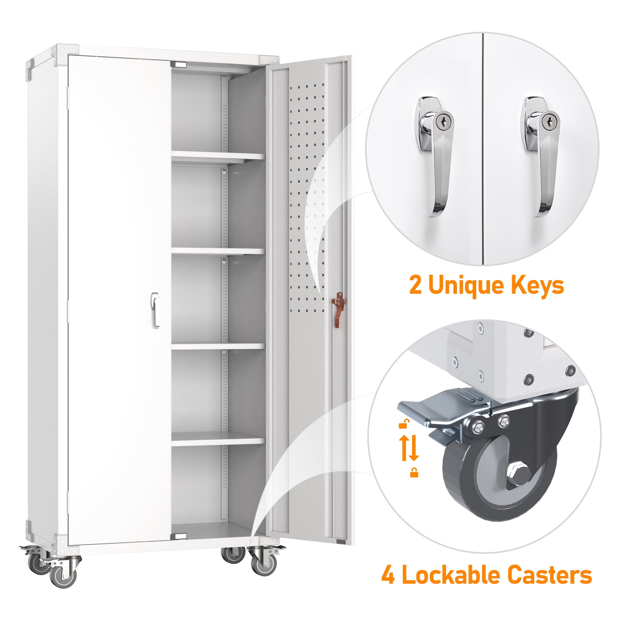 JAORD Metal Storage Cabinet with Wheels,72 Inch Lockable Storage ...