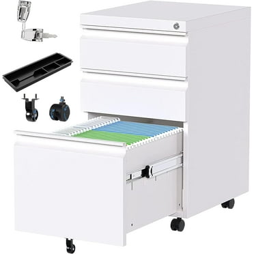 3-Drawer Mobile File Cabinets Rolling Metal Filing Cabinet for Legal ...