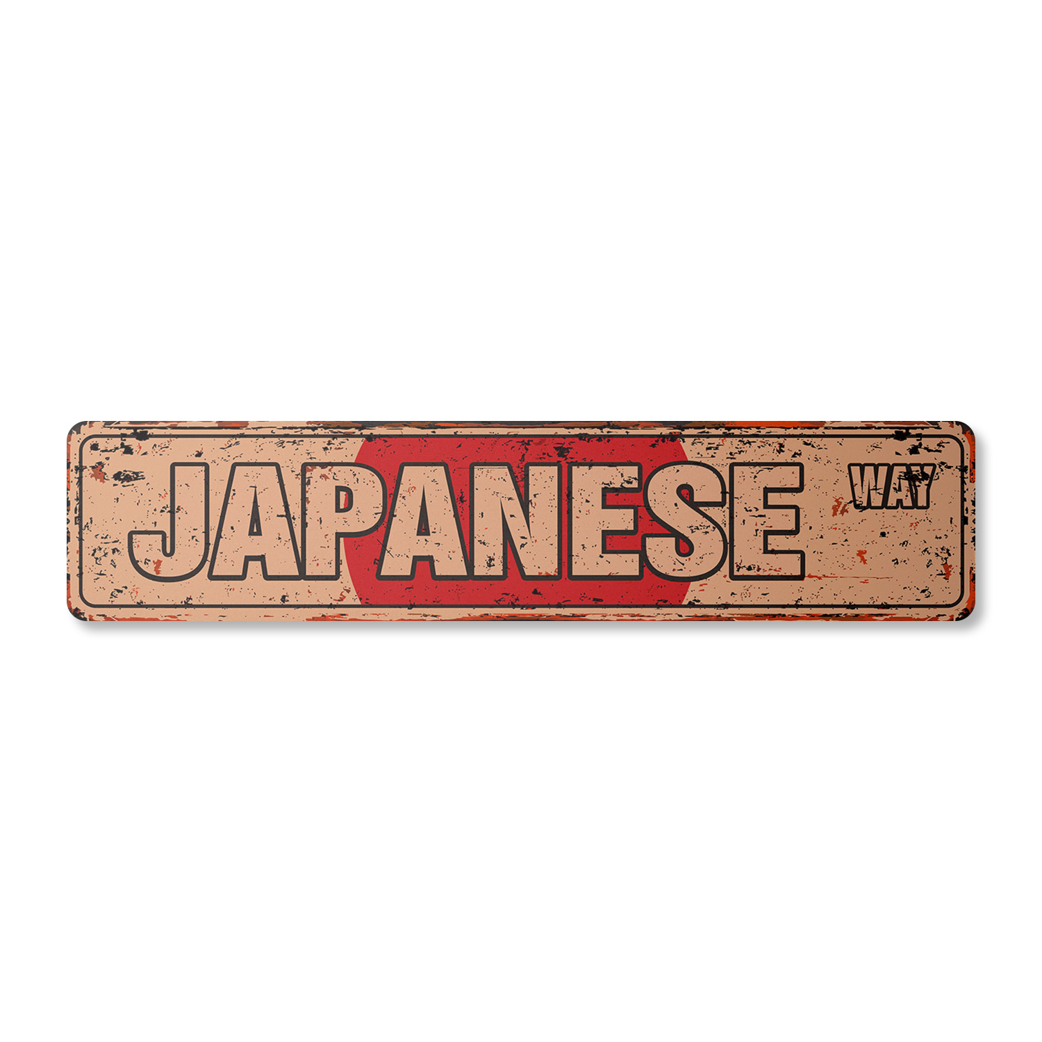 JAPANESE FLAG Vintage Plastic Street Sign japan national nation pride ...