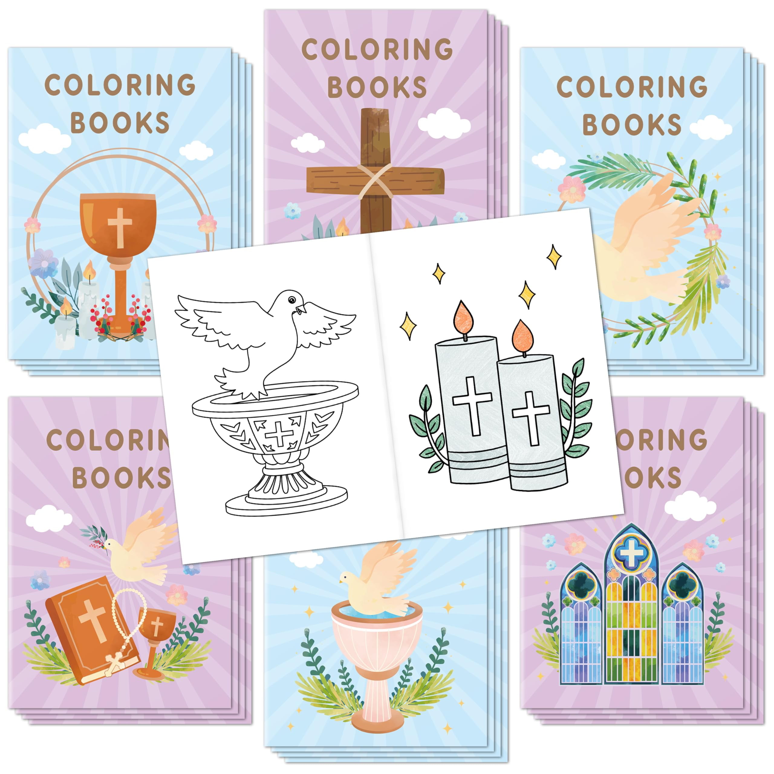 JAPBOR Catholic Coloring Books for Kids - 24PCS Mini Themed Color Book ...