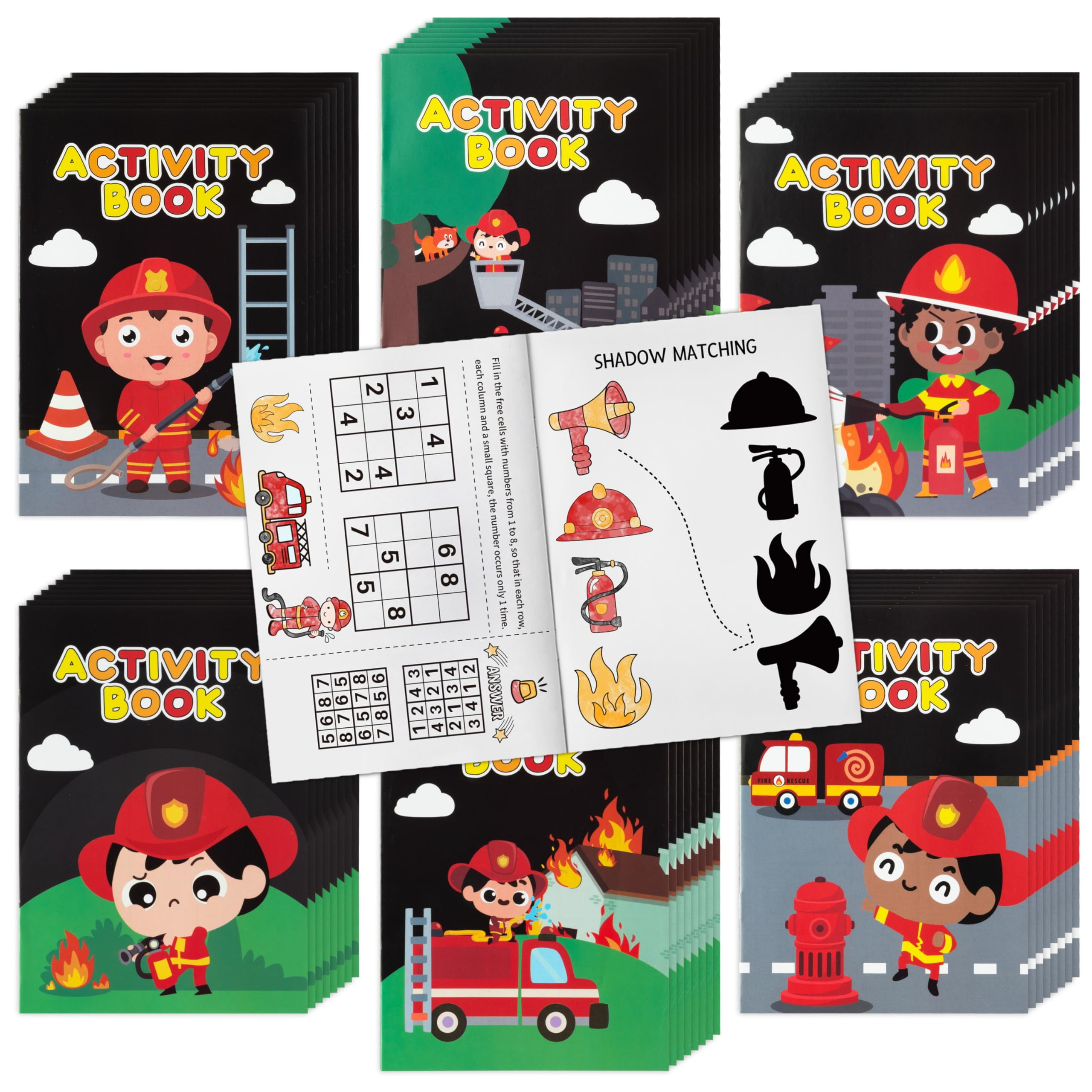 JAPBOR Fire Truck Coloring STF9 Books - 24PCS Mini Fire Activity Color ...