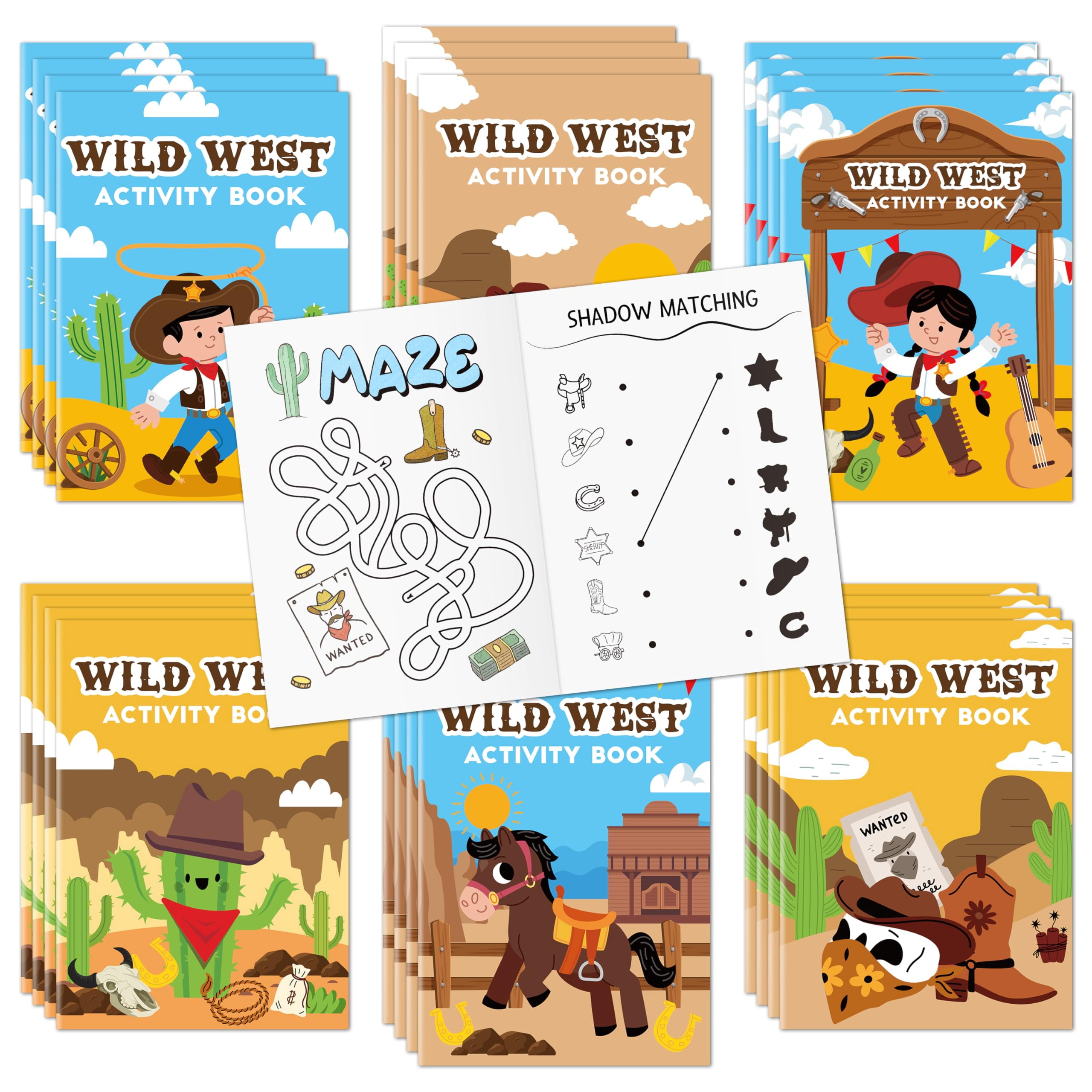 JAPBOR Western Cowboy Coloring Books - 24PCS Mini Wild West Theme ...