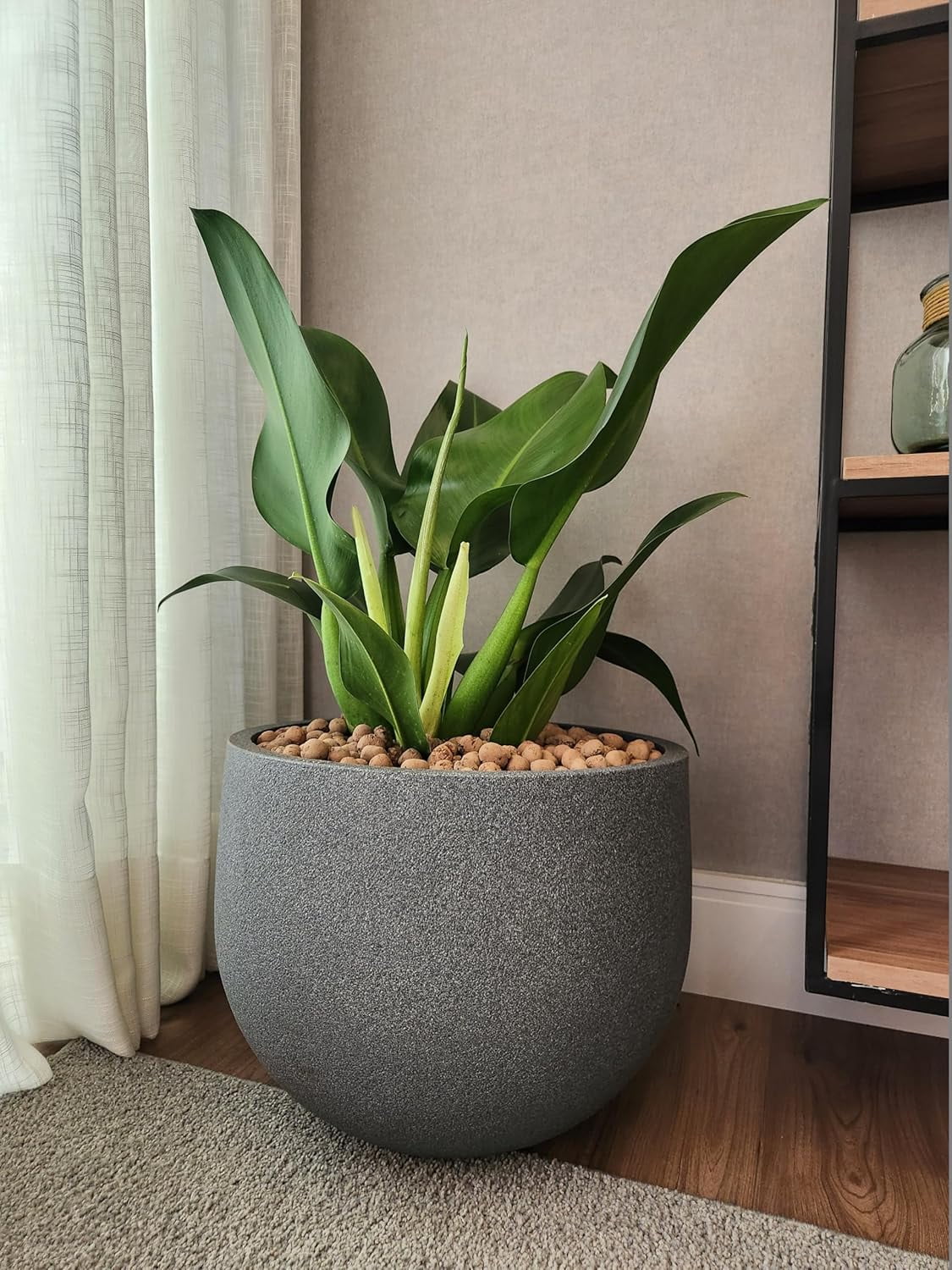 JAPI Pottery Rustic Round Planter (Charcoal, 13" Inches) - Walmart.com