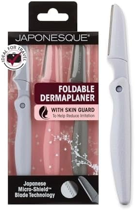 JAPONESQUE Foldable Dermaplaner Facial Razors - 3 Piece Set, Eyebrow ...