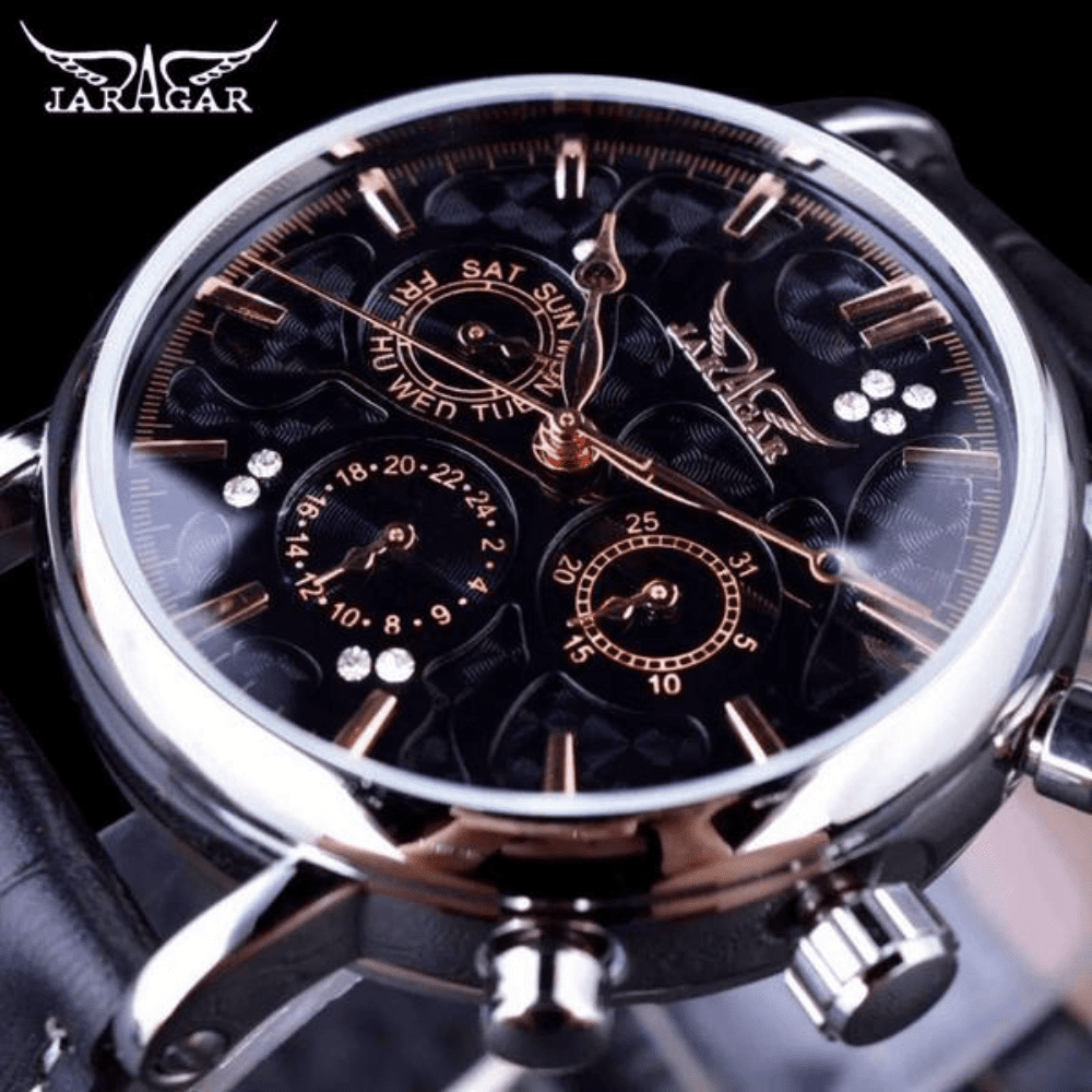 JARAGAR Blue Sky Series Elegant Design Genuine Leather Strap Male Wrist ...