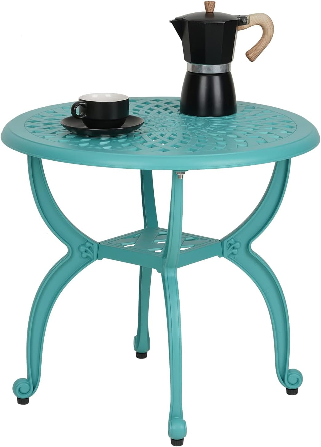 JARDIN DE CENTENNIAL Cast Aluminum Outdoor Side Table,Anti-Rust Outdoor ...