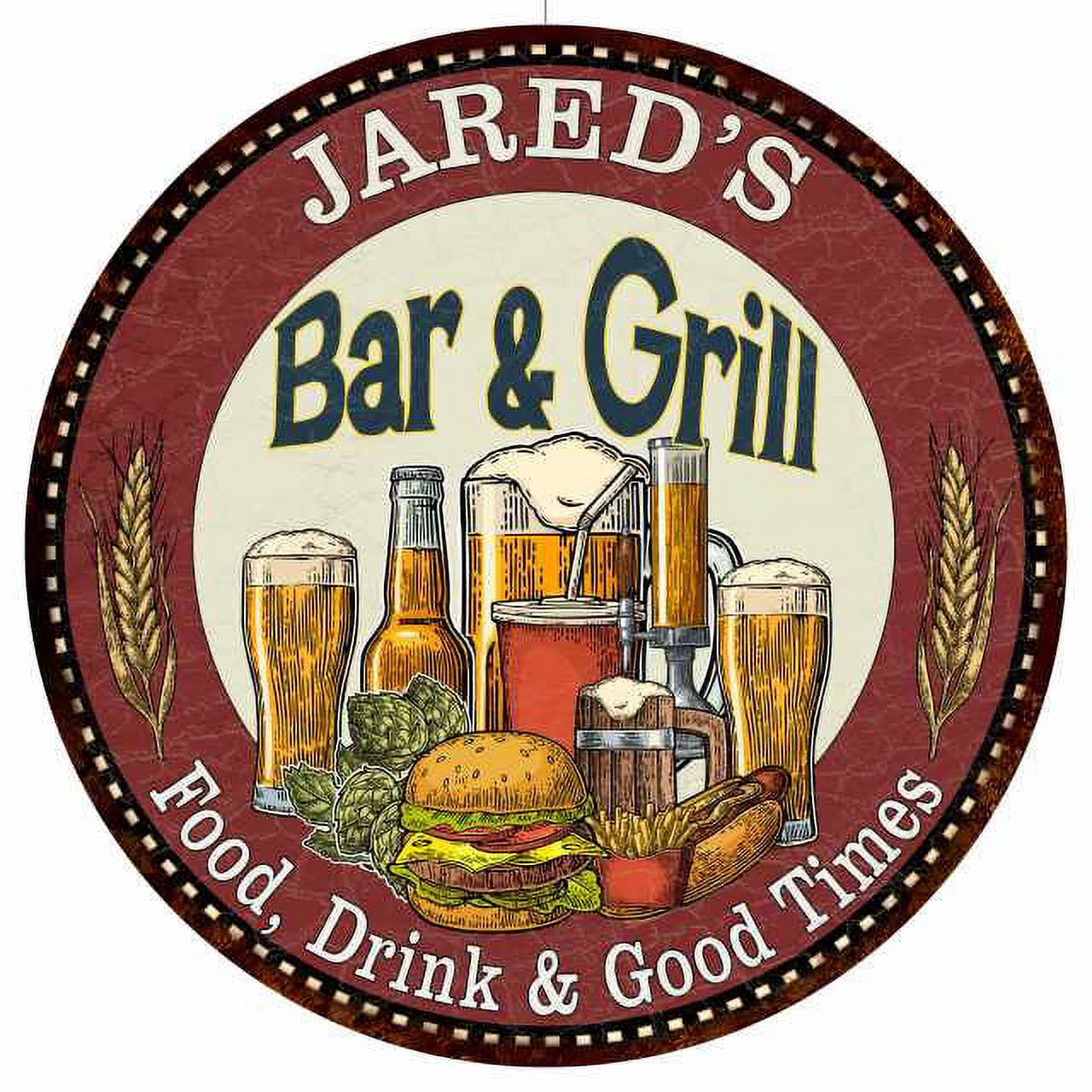 JARED'S Bar and Grill 14" Round Metal Sign Kitchen Wall Decor ...