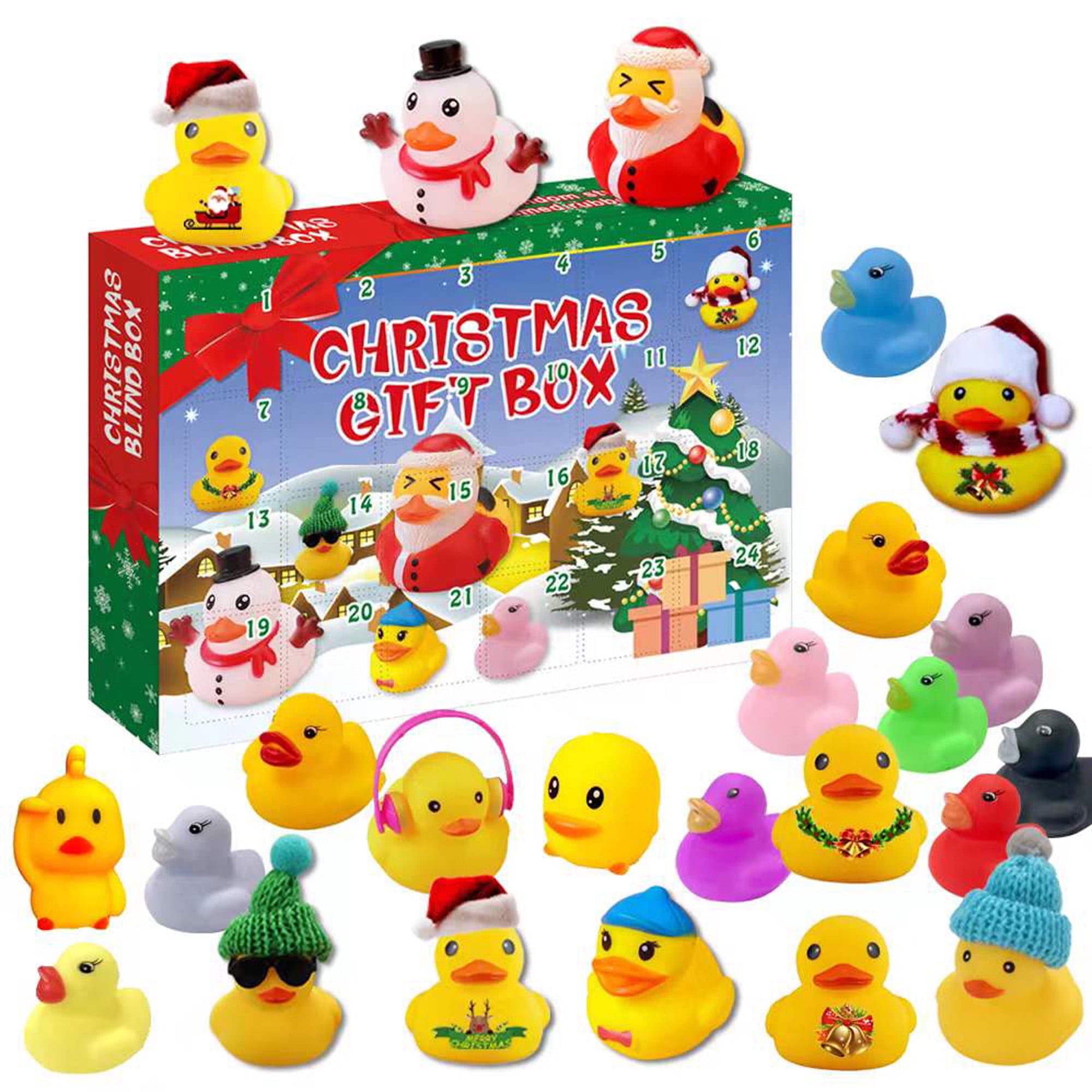 JARENGO 2025 Christmas Countdown Calendar Blind Box Toy, 24 Rubber Ducks Creative Christmas ...