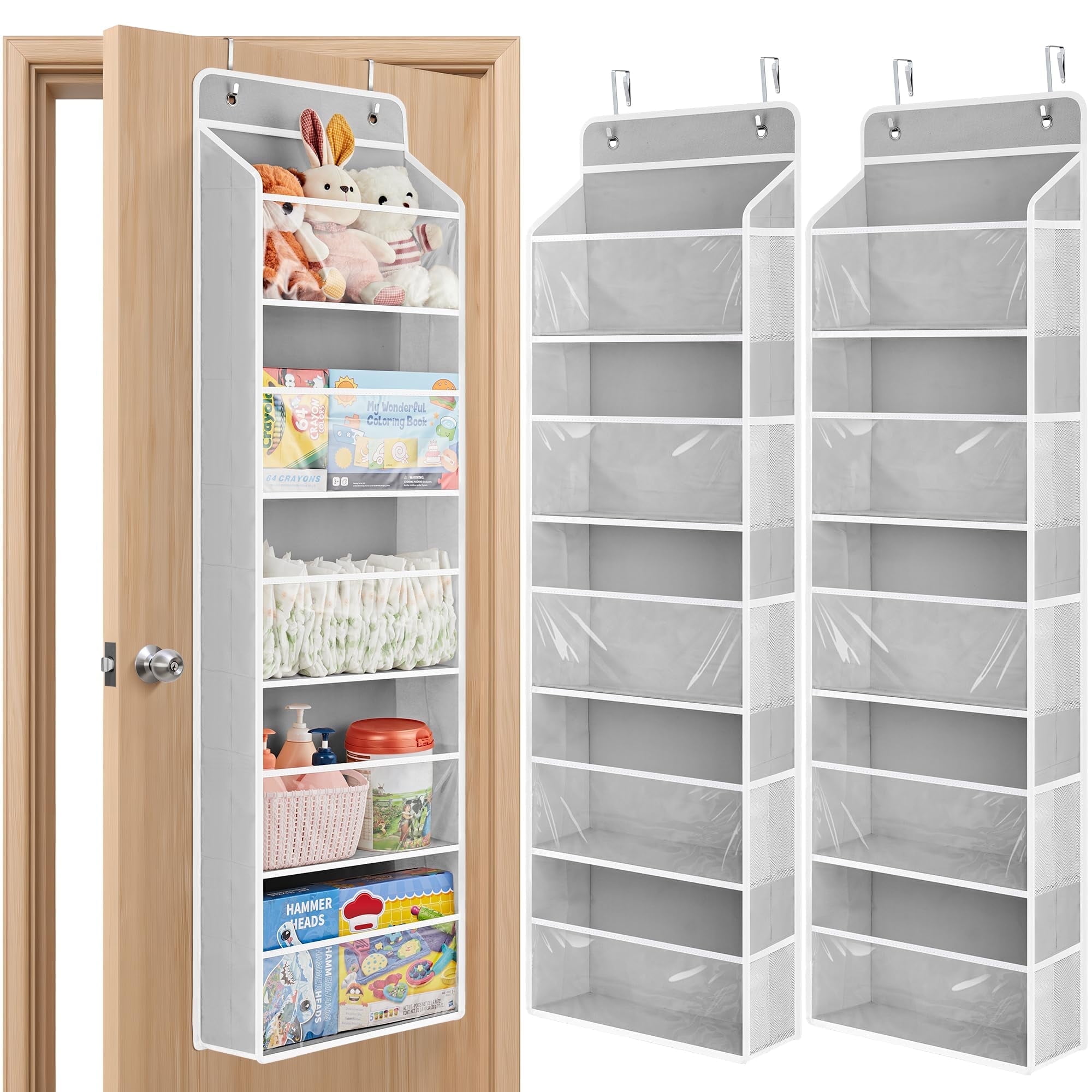 JARLINK 2 Pack Toy Stuffed Animal Storage, Over The Door Organizer W ...