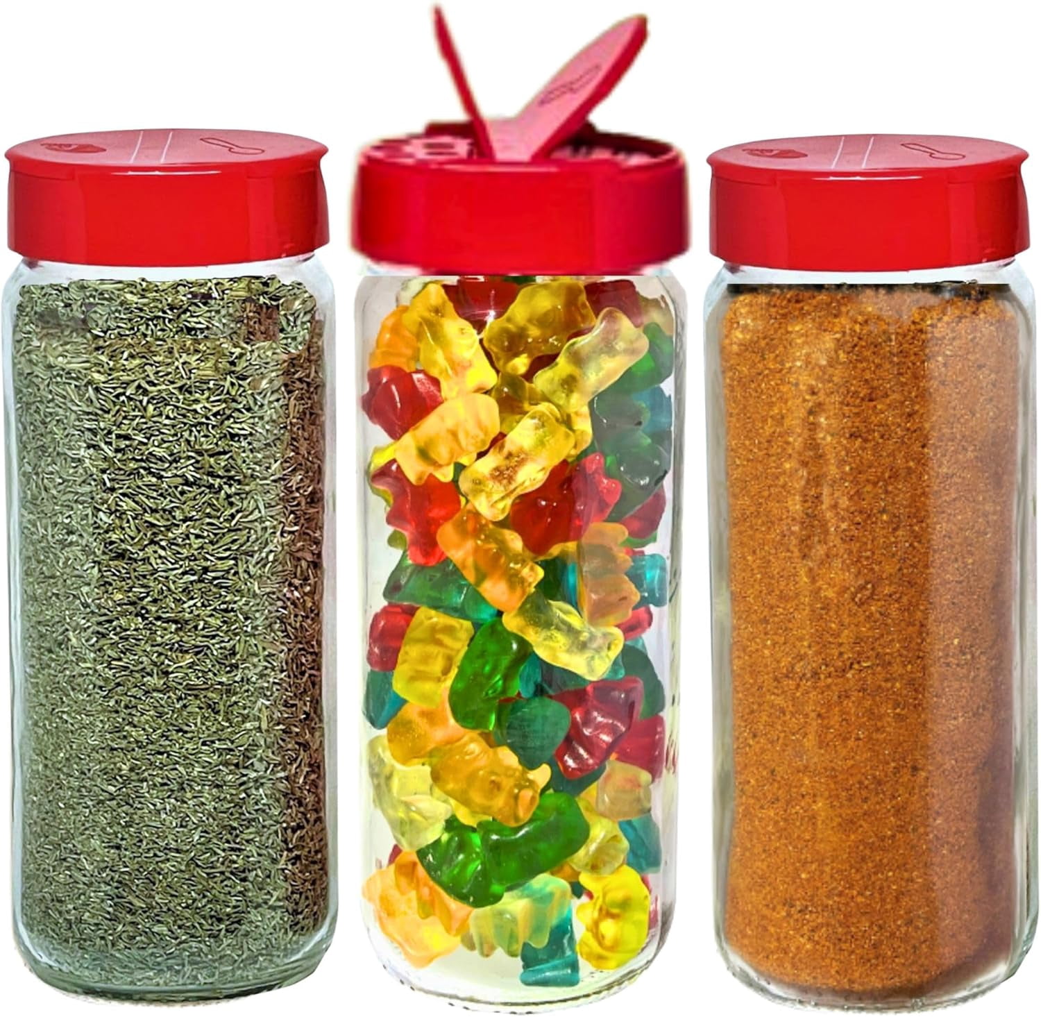 JARMING Glass Spice Jars with Shaker Lids - Spice Jars 16 oz for Food ...