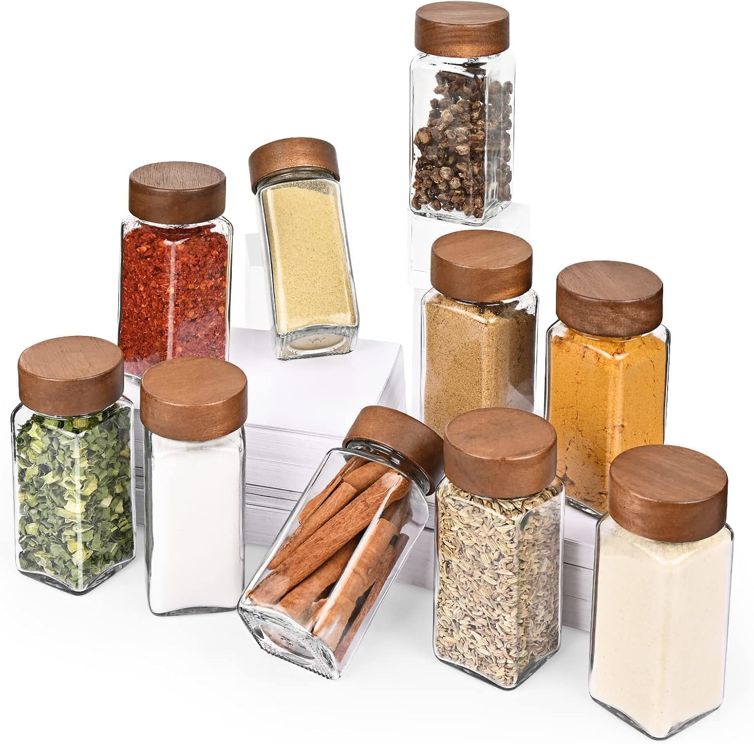 JARXCOS Glass Spice Jars with Label and Organizer Minimalist Collection ...
