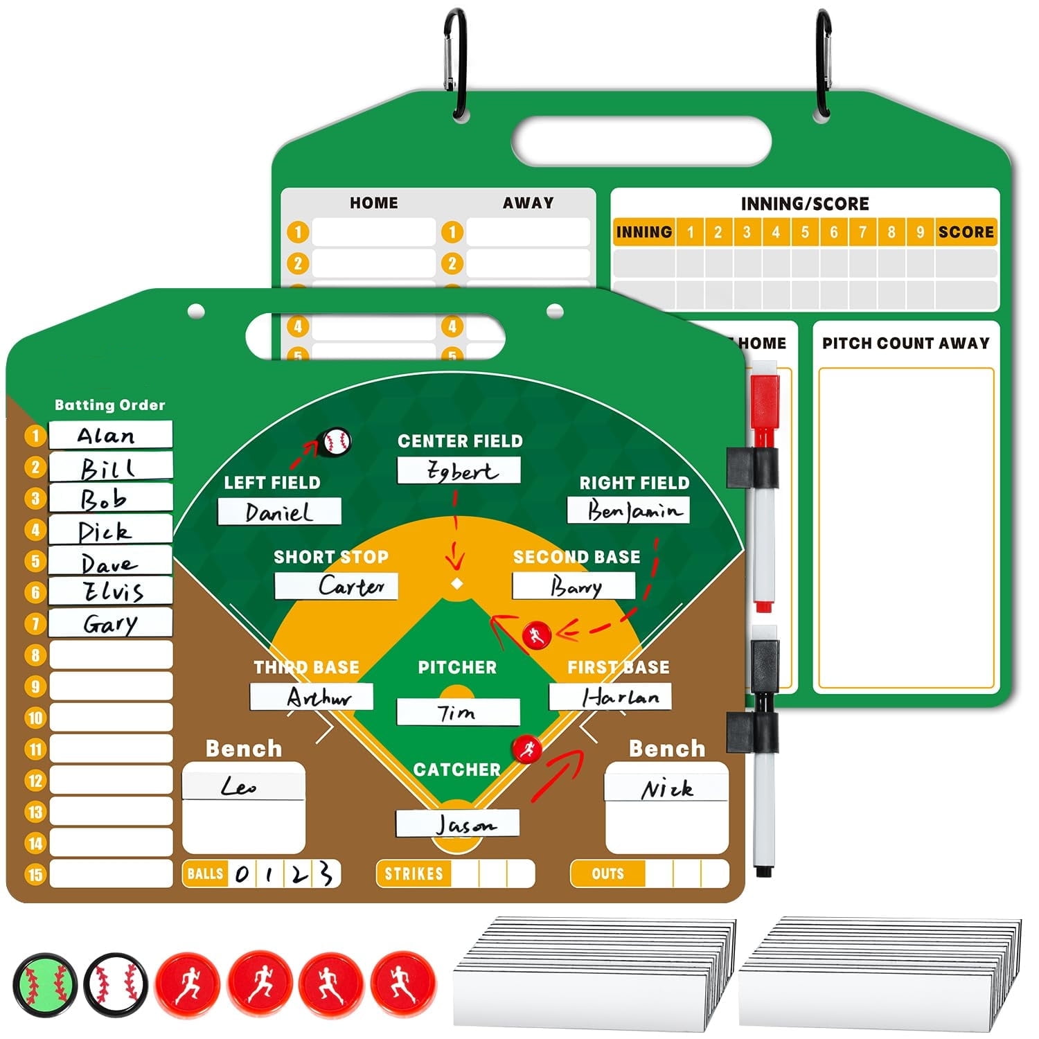 JASCOPRO Magnetic Baseball Lineup Board for Coaches, Erases Double ...