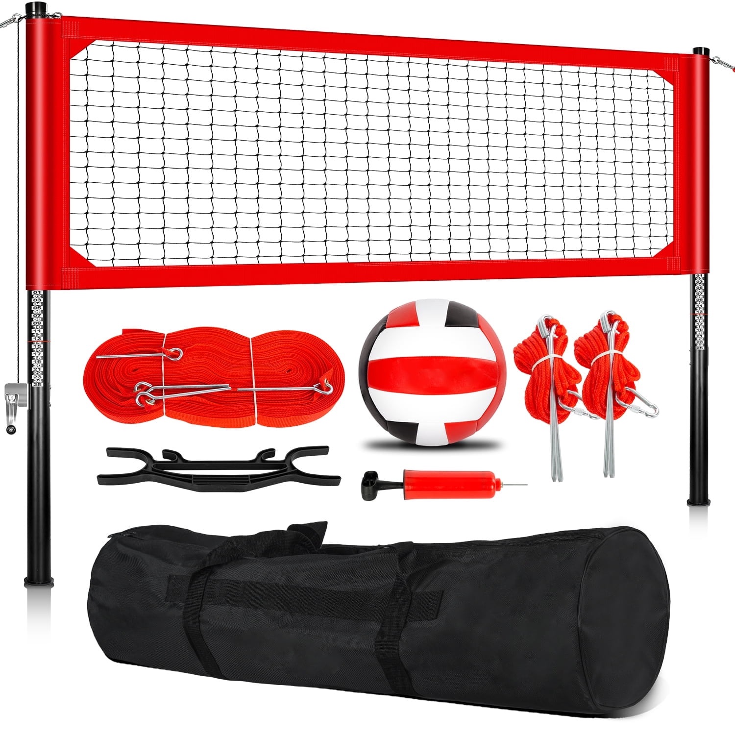 CureCalor Outdoor Volleyball Net Set System, 32* 8 Feets, 3 Height ...
