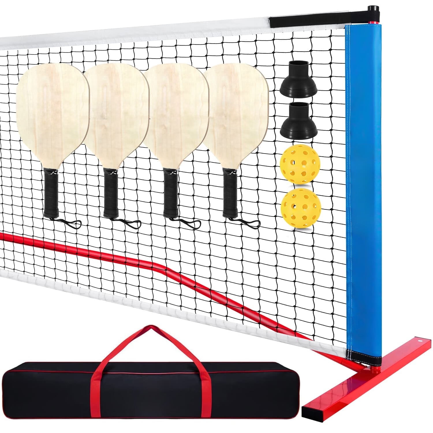 JASCOPRO Indoor/Outdoor Portable Pickleball Set with Net (1 Net, 4 ...