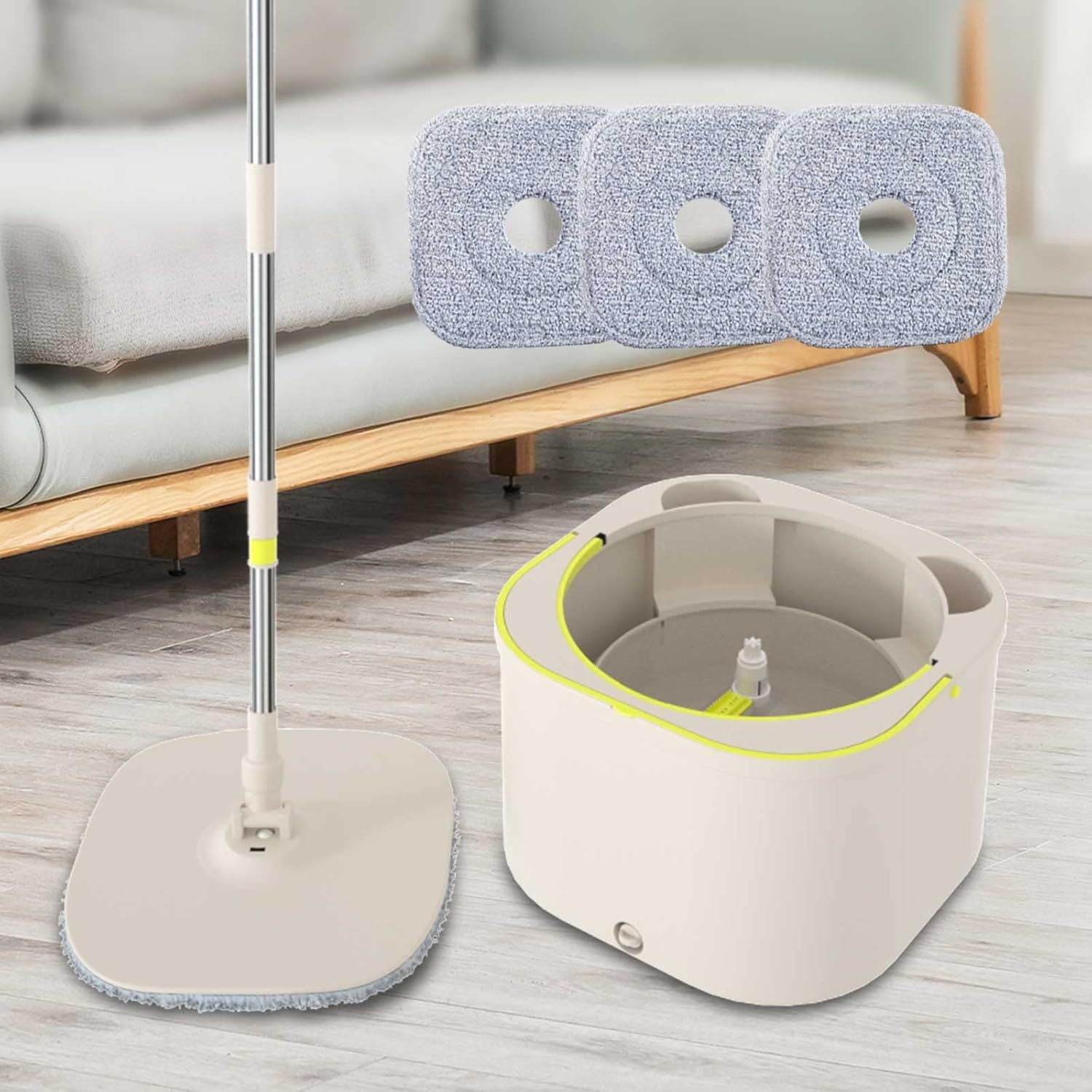 JASF Spin Mop with Self Wringing,Self Separate Clean and Dirty Water ...