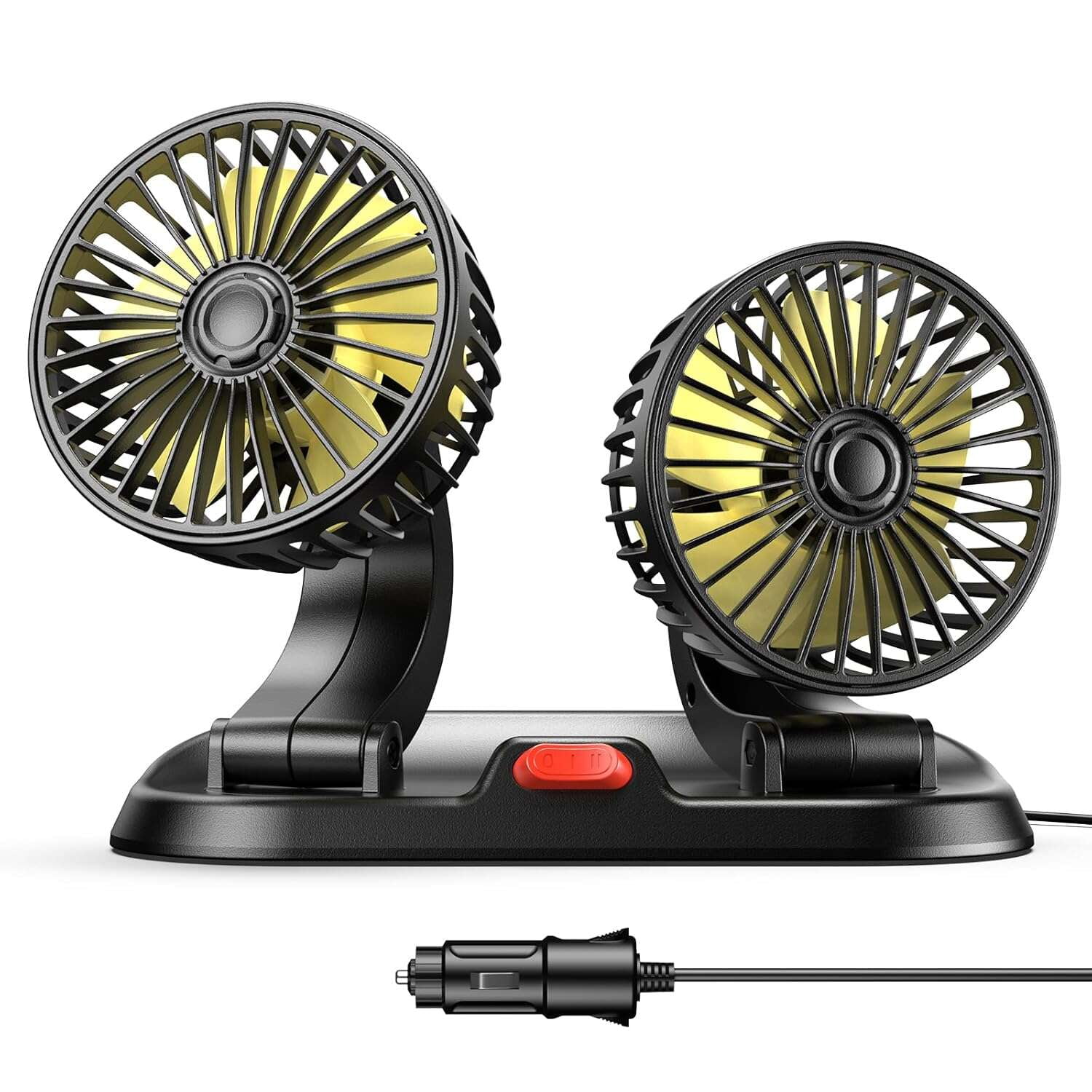 JASGARDE 12V Car Fan - Dual Head Fans for Car, Portable Vehicle Cooling ...