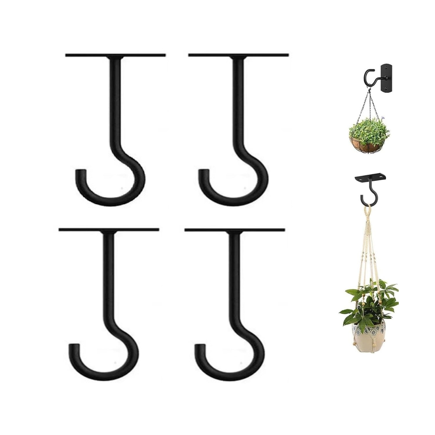 JASGARDE Ceiling Hooks for Hanging Plants 4Pack 4in, Wall Plant Hooks ...