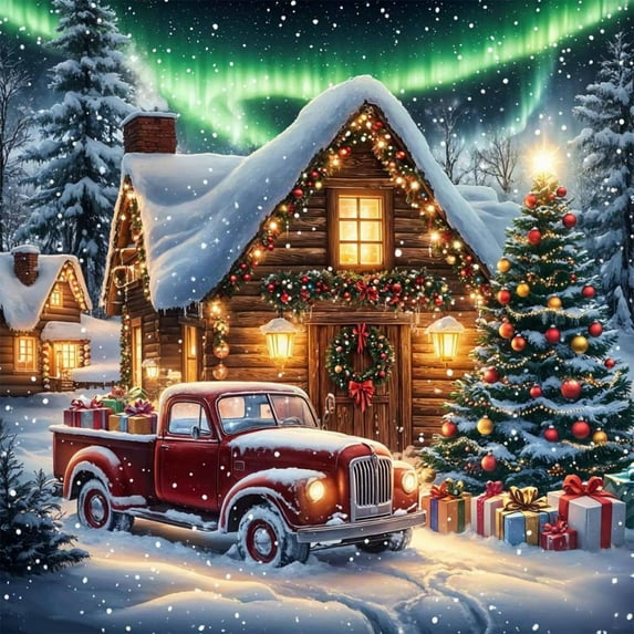 JASGARDE Christmas Diamond Art Kits for Adults,House,Truck 5D Diamond ...