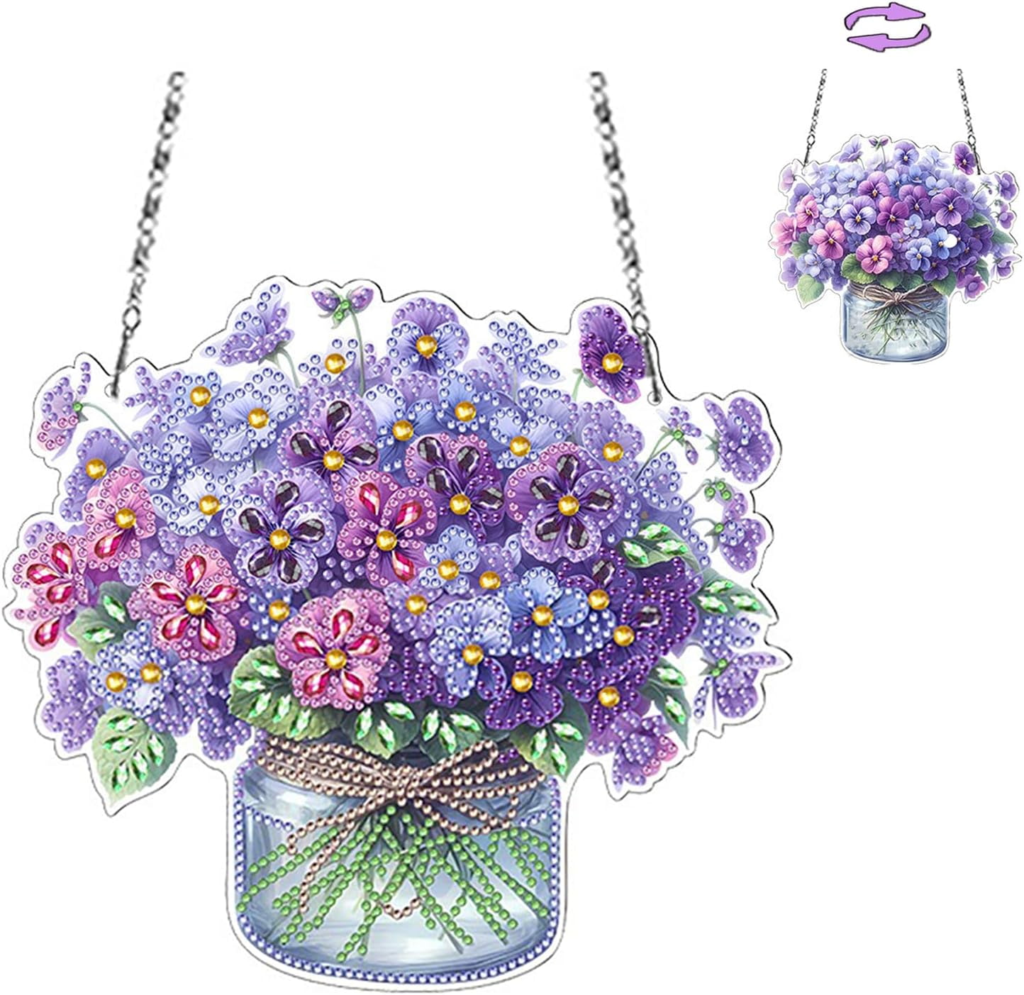 JASGARDE Diamond Art Kit for Adults Violet Flower, Special Shaped ...