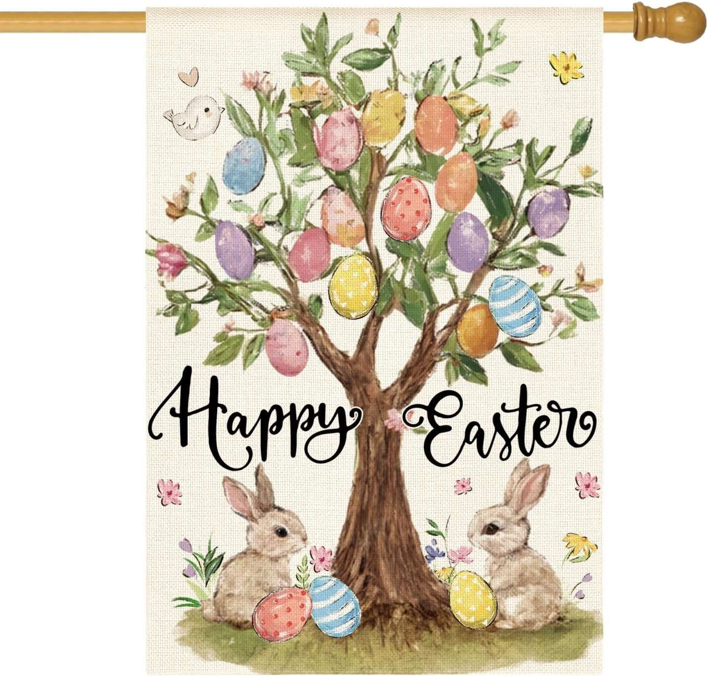 JASGARDE Easter Happy Garden Flag 28x40 Inch Double Sided Outside ...