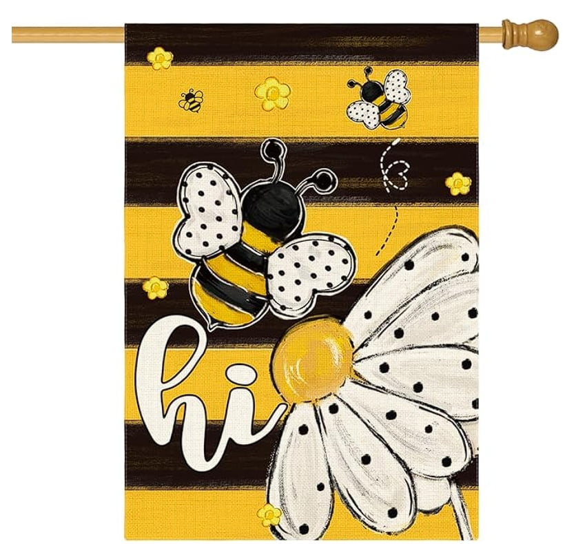JASGARDE Hi Bee Daisy Garden Flag 12x18 Inch Double Sided Outside, Spring Summer Stripes Yard ...