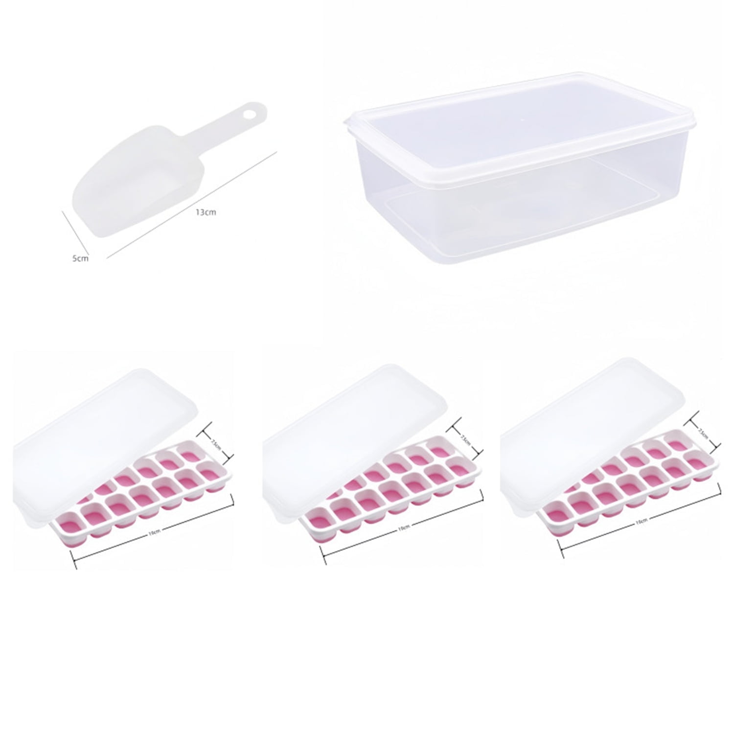 JASGARDE Ice Cube Tray with Lid and Bin, 3 Pack 42 Cubes Silicone ...