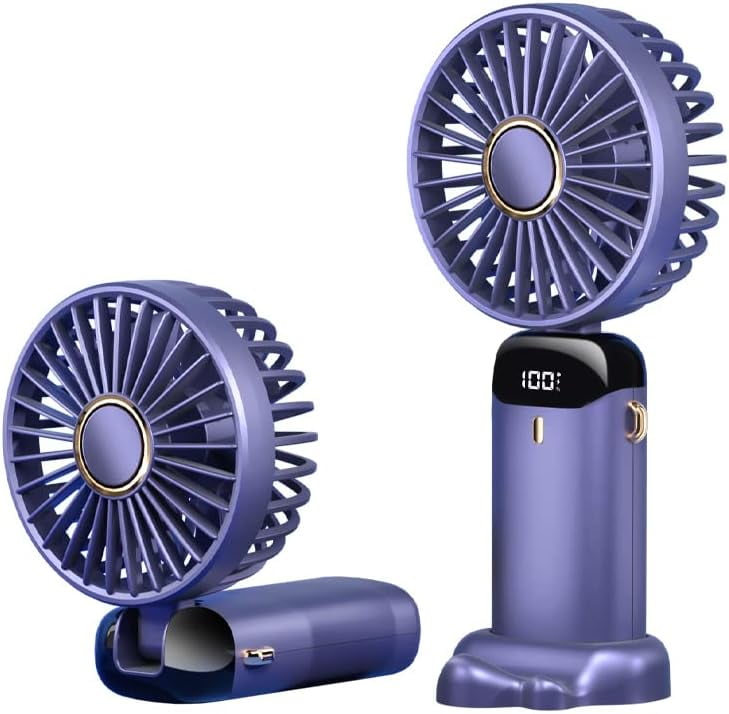 JASGARDE Portable Handheld Fan, Battery Operated Fan with Base, 8 Hours ...