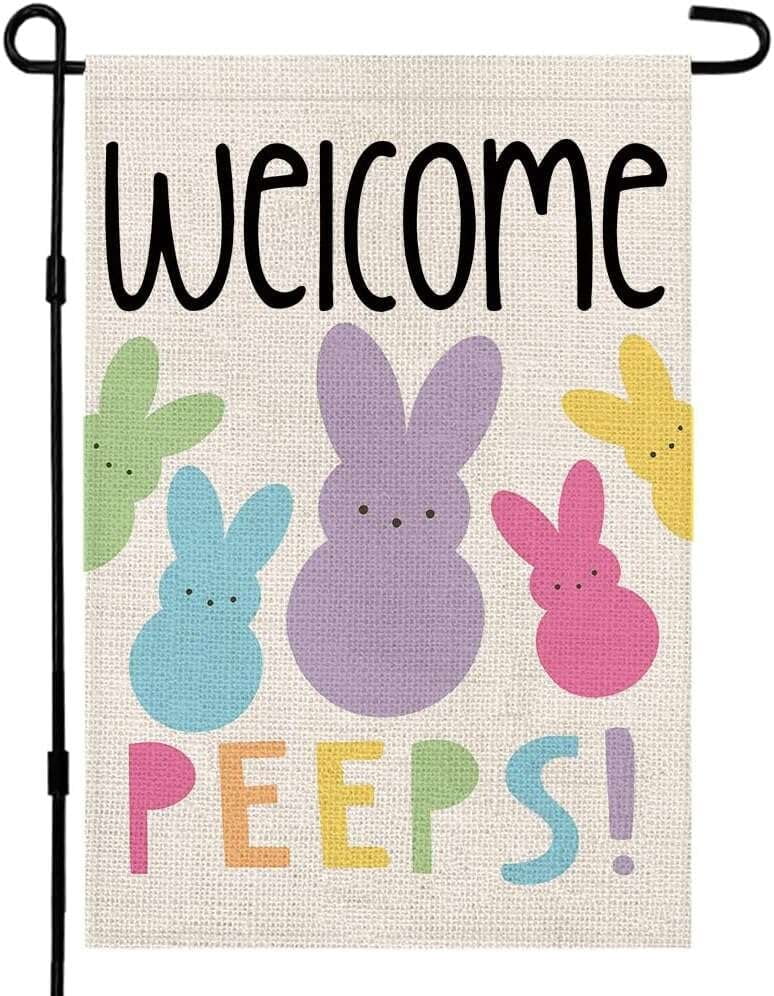 JASGARDE Easter Welcome Peeps Garden Flag 12x18 Inch Vertical Double ...