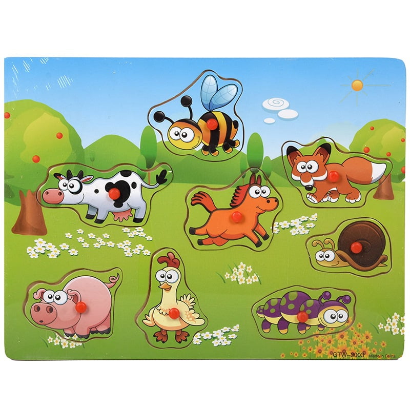 JASGARDE Wooden Peg Puzzle for Toddlers 1 2 3 4 Years Old, Montessori ...