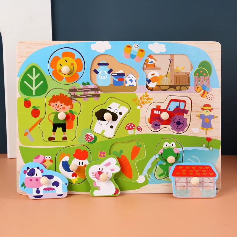 JASGARDE Wooden Peg Puzzle for Toddlers 1 2 3 4 Years Old, Montessori ...