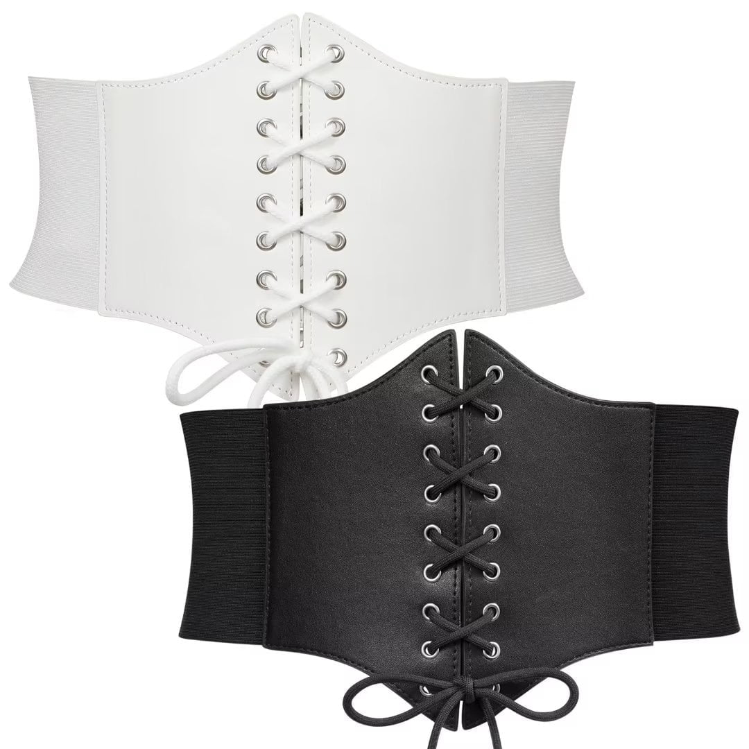 JASGOOD 2 Pack Corset Waist Belt for Women Plus Size, Black White Wide ...