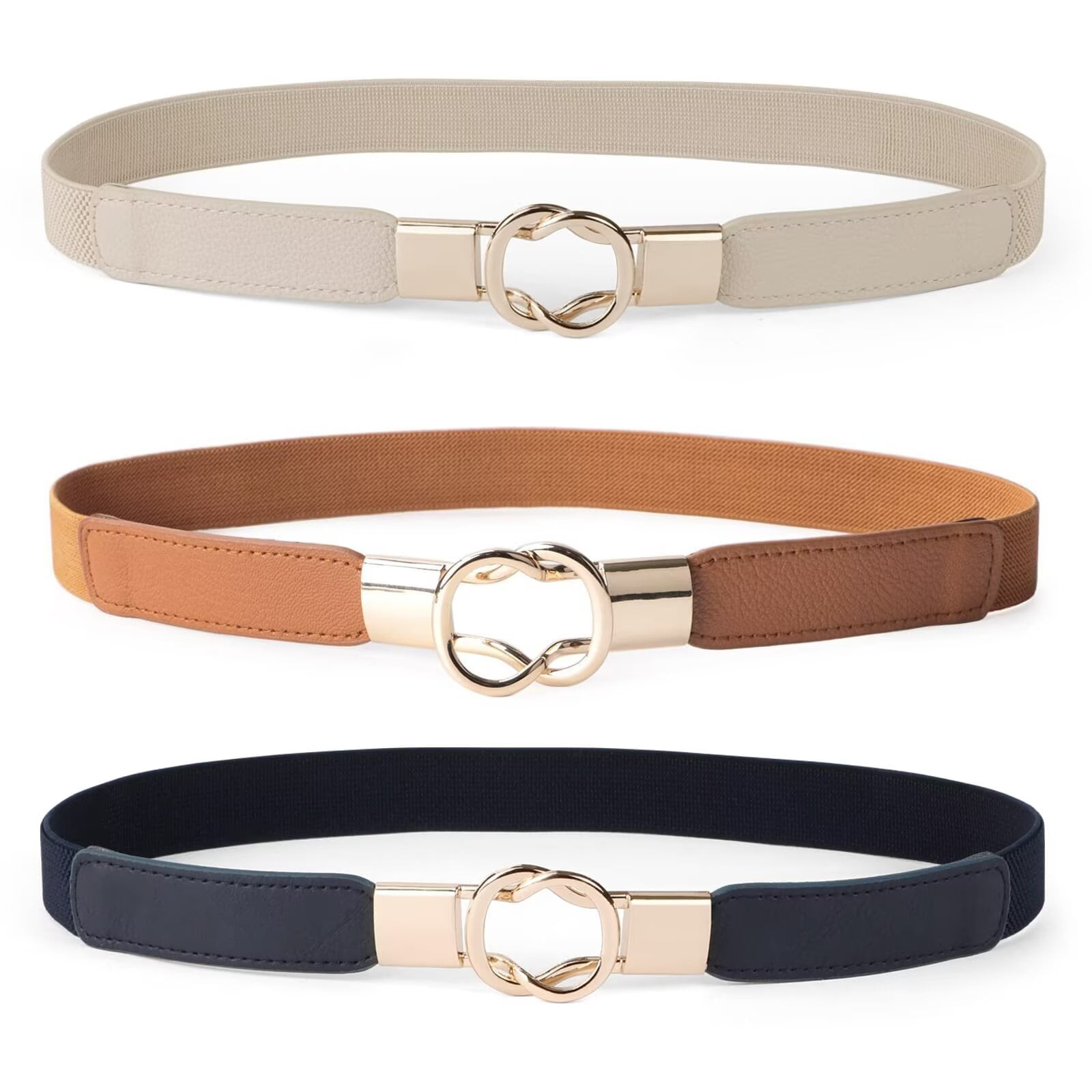 JASGOOD 3 Pack Women Belts Retro Elastic Stretchy Skinny Belt for ...