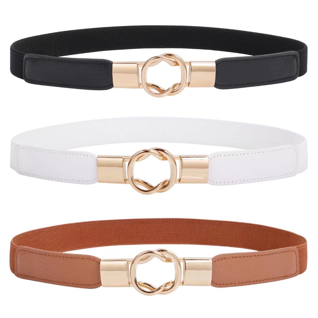 JASGOOD 3 Pack Women Belts Retro Elastic Stretchy Skinny Belt for ...