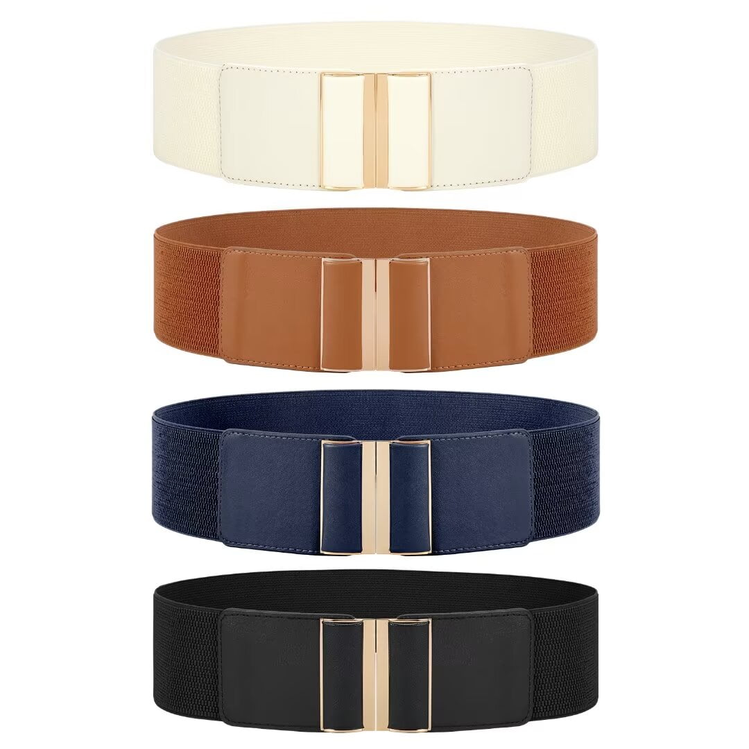 JASGOOD 4 Pack Women Wide Elastic Belt Stretchy Thick Belts for Women ...