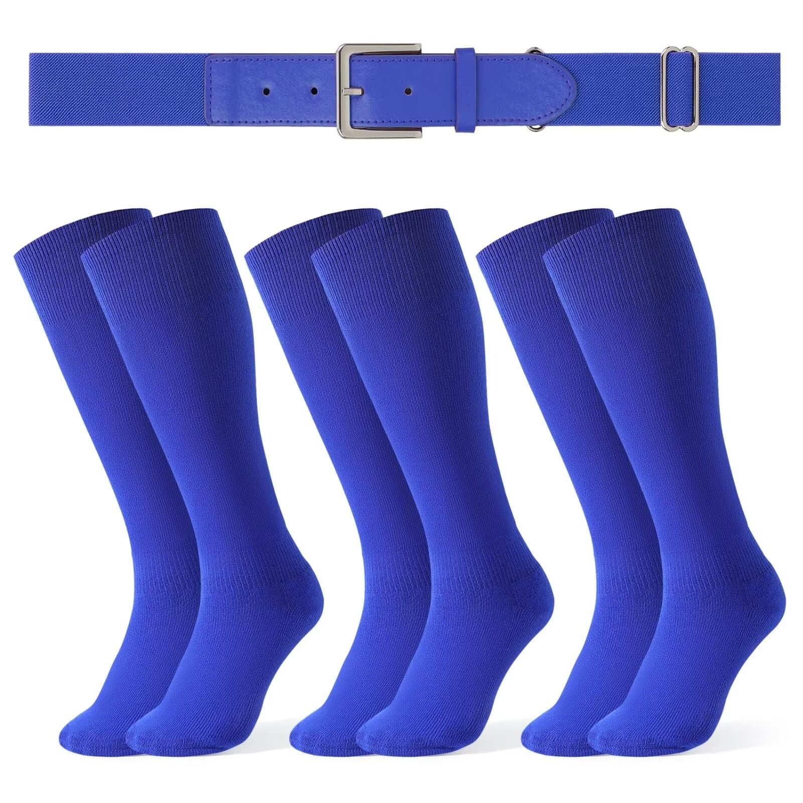 JASGOOD Baseball Belt and Socks Combo Set 3 Pairs of Softball Socks and ...