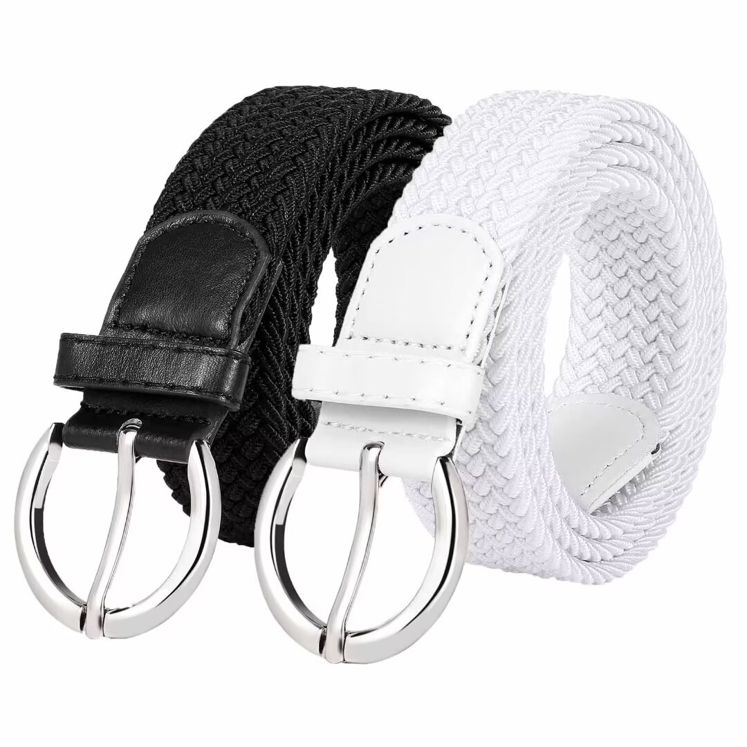 Gelante Adult's Canvas Elastic Fabric Woven Stretch Braided Belts Solid ...